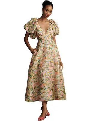 LOVAAN Lorna Puff-sleeve V-neck Maxi Dress - Sienna Floral