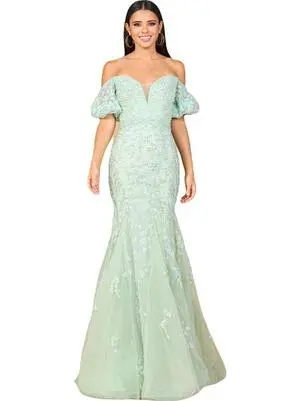LARA NEW YORK Lace Mermaid Dress - Sage