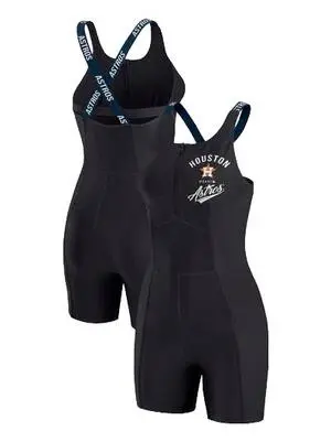 WEAR BY ERIN ANDREWS Houston Astros Bodycon Quarter-zip Romper - Black