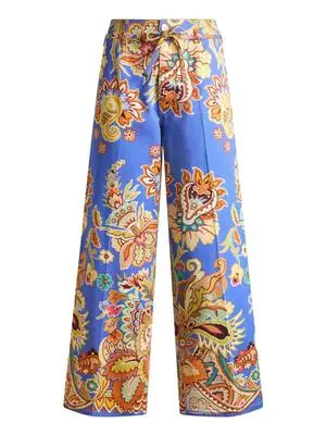 Etro Printed Belted Trousers - Blue