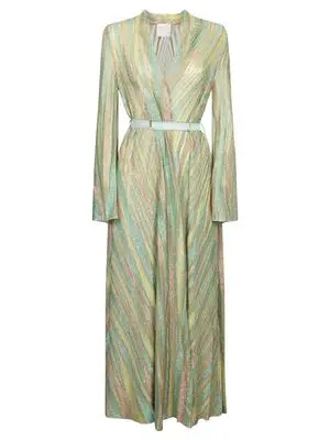 FORTE_FORTE Long Lurex Wrap Dress - Green