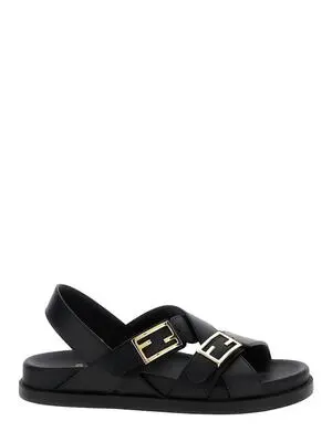 Fendi Feel Leather Sandals Black