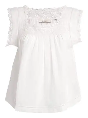 DÔEN Ramie Aphra Blouse With Crochet Trim - White