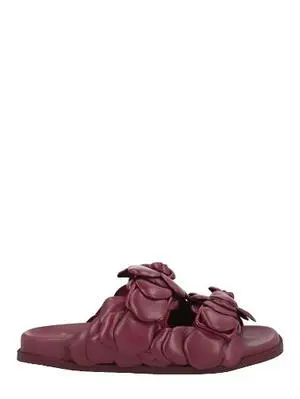 Valentino Garavani Leather Sandals With Floral Appliqués - Red