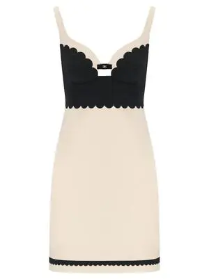 Elisabetta Franchi Scalloped Mini Dress - White