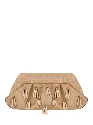 THEMOIRE Emera Paper Fringes Clutch Bag - Beige