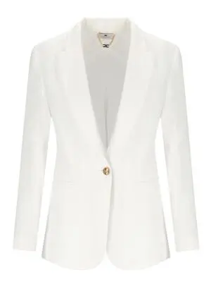 Elisabetta Franchi Linen-blend Single-breasted Jacket - Ivory