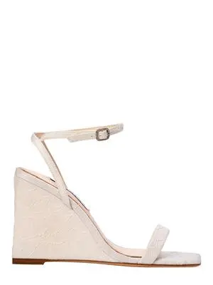 ANNE BARGE Ella Wedge Sandals - White Jacquard
