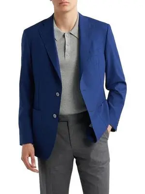HERITAGE GOLD Poplin Super 150s Wool Sport Coat - Blue