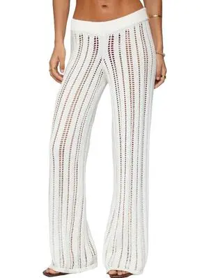 EDIKTED Open Stitch Cover-up Pants - Cream