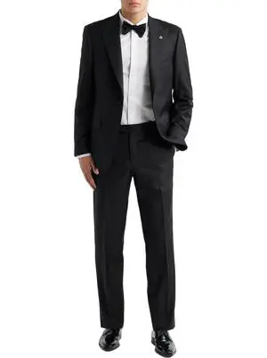 HERITAGE GOLD Regular Fit Peaked Lapel Wool Tuxedo - Black