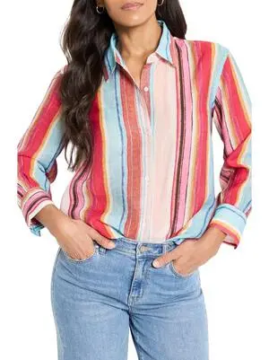 NIC+ZOE Striped Button-up Shirt - Pink Multi