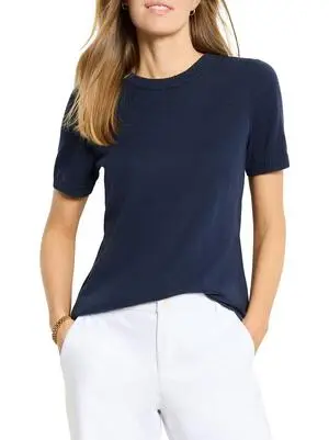NIC+ZOE Short Sleeve Sweater Dark Indigo