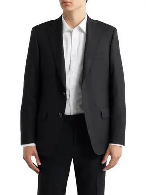 HERITAGE GOLD Pebble Weave Wool Suit Jacket - Black