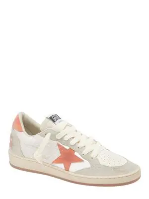 GOLDEN GOOSE Ball Star Mixed Media Low Top Sneakers - Yellow/grey/coral/white