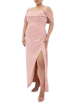 City Chic Off-the-shoulder Maxi Dress - Ballet Pink