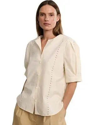 Jenni Kayne Harper Embroidered Eyelet Blouse - Ivory