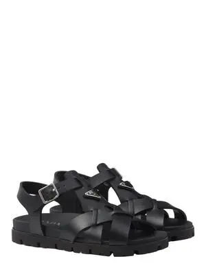 Prada Crisscross Rubber Sandals - Black