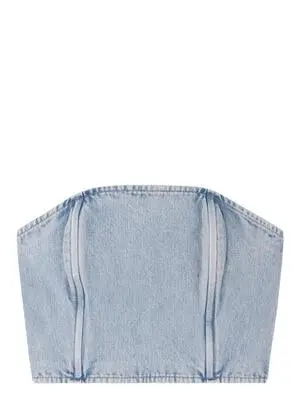 Wardrobe.NYC Strapless Denim Top - Blue
