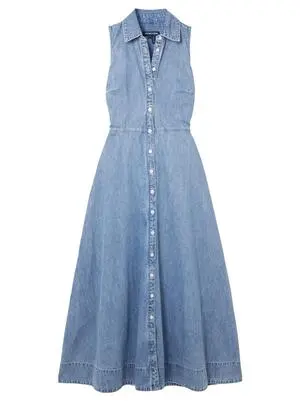 Veronica Beard Fuller Denim Midi Shirt Dress - Blue