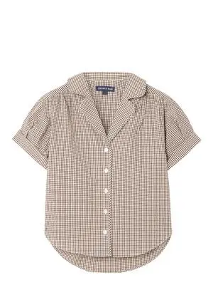 Veronica Beard Ilene Gingham Cotton-blend Blouse - Brown