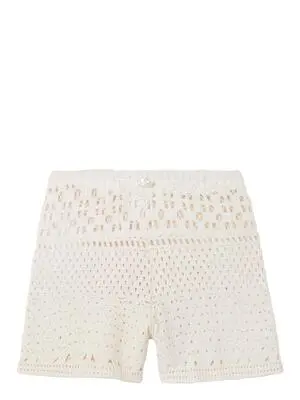 SARA CRISTINA Crocheted Cotton Shorts - Ivory