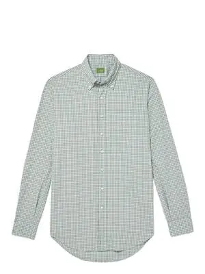 Sid Mashburn Button-down Collar Checked Cotton-poplin Shirt - Blue