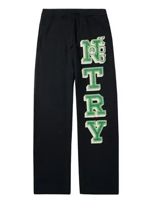 Kapital N.try Straight-leg Printed Cotton-jersey Sweatpants - Black