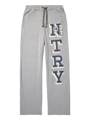 Kapital N.try Straight-leg Printed Cotton-jersey Sweatpants - Gray