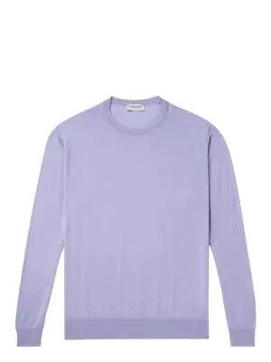 John Smedley Darley Merino Wool And Sea Island Cotton-blend Gauze Sweater - Purple