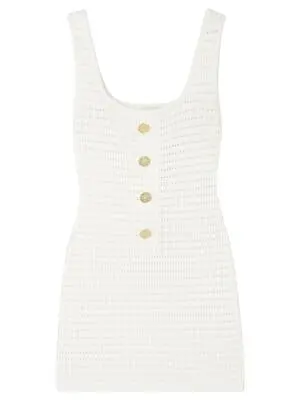 Le Kasha Siflag Pointelle-knit Linen Mini Dress - White