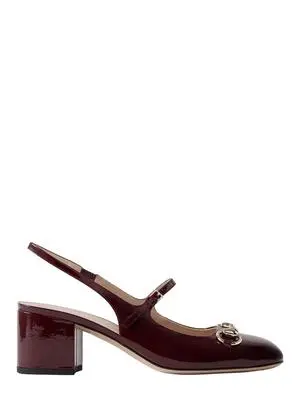 Gucci Horsebit-detailed Patent-leather Mary Jane Pumps - Burgundy