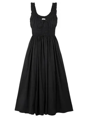 DÔEN DÔEN Emmaretta Shirred Organic Cotton-Voile Midi Dress