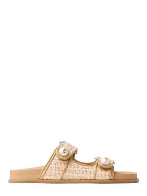 JIMMY CHOO Fayence Raffia Sandals - Beige