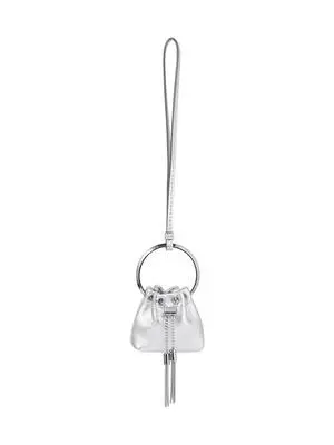 JIMMY CHOO Leather Bon Bon Bag Charm - Silver