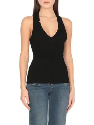 Elisabetta Franchi Ribbed Halterneck Top Black