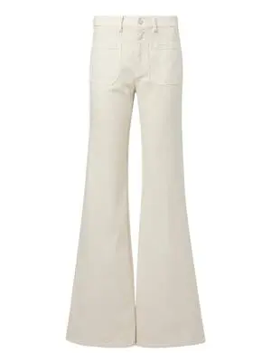 NILI LOTAN Florence Wide-Leg Cotton Pants Beige