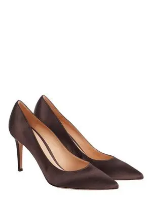GIANVITO ROSSI Gianvito 85 Satin Pumps Brown