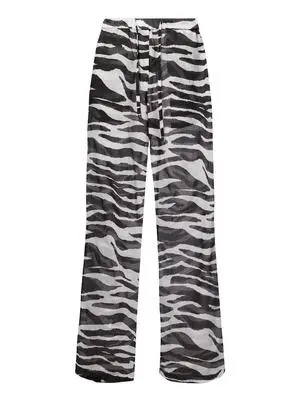 Attico Zebra-Print Wide-Leg Pants White