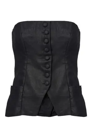 Faithfull The Brand Strapless Linen Top - Black