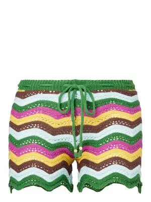 BANANHOT Kim Striped Crochet Cotton-Blend Shorts Multicoloured