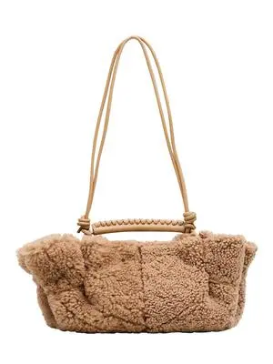 Hereu Arta Mini Shearling Top-handle Bag - Sand