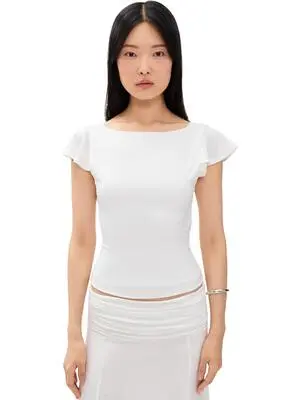 GUIZIO Soffiano Top - Ivory