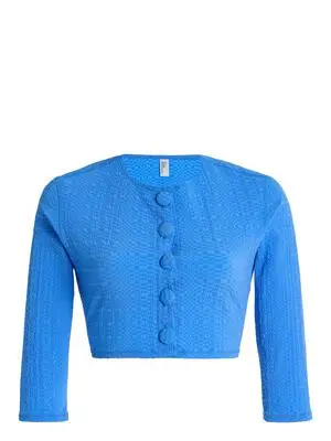 Lisa Marie Fernandez Seersucker Cardigan - Blue