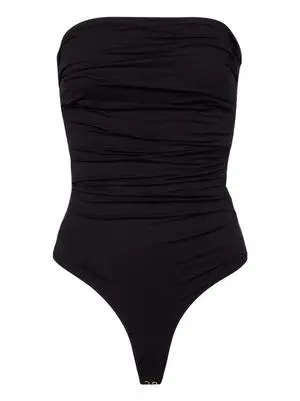 AGOLDE Gwyneth Ruched Open-back Bodysuit - Black