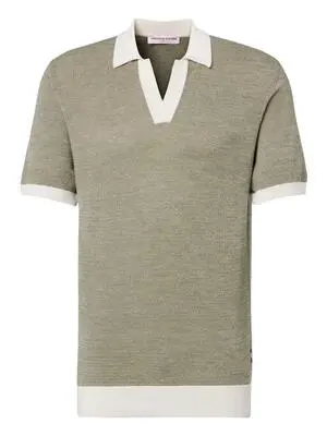 Orlebar Brown Horton Knitted Wool And Cotton Polo Shirt - Green