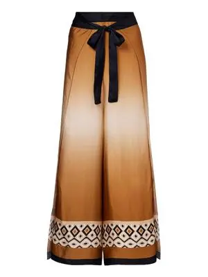 Max Mara Printed Cropped Wide-leg Pants - Brown