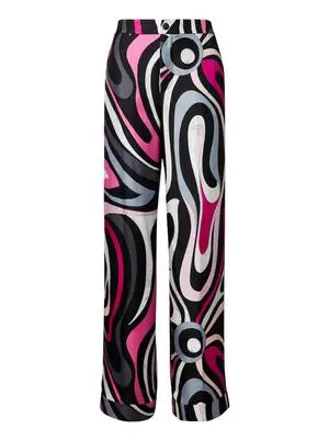 Emilio Pucci Marmo Silk Twill Straight Pants - Multicoloured