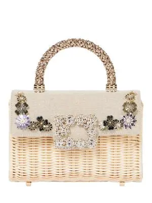 ROGER VIVIER Jewel Efflorescence Mini Tote Bag - Beige