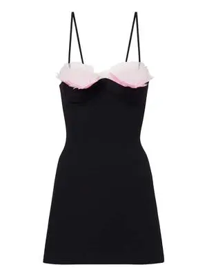 David Koma Feather-trimmed Cady Minidress - Black